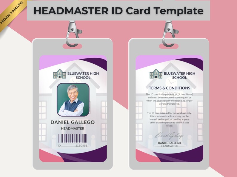 School ID Card Template | Editable Badge for Teachers & Staff ID Card ...