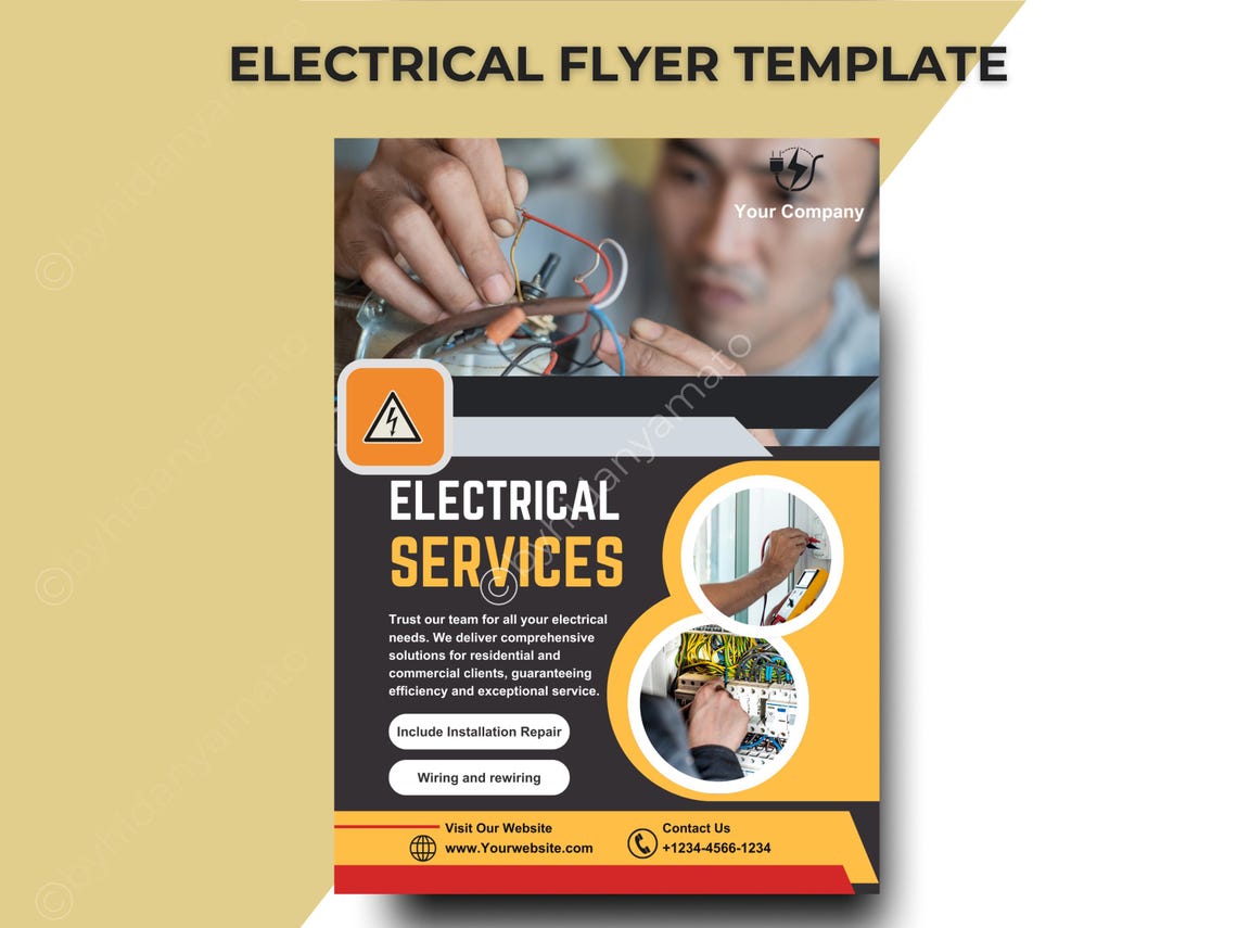 Electrical Service Flyer Template | Editable Canva Design | Electrician ...