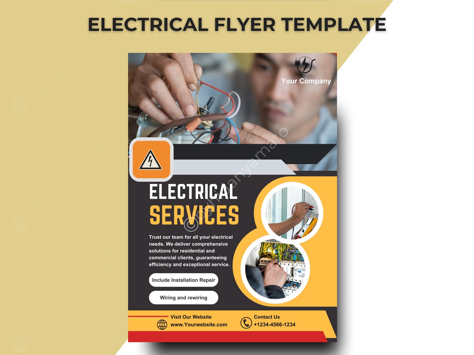 Electrical Service Flyer Template | Editable Canva Design | Electrician ...
