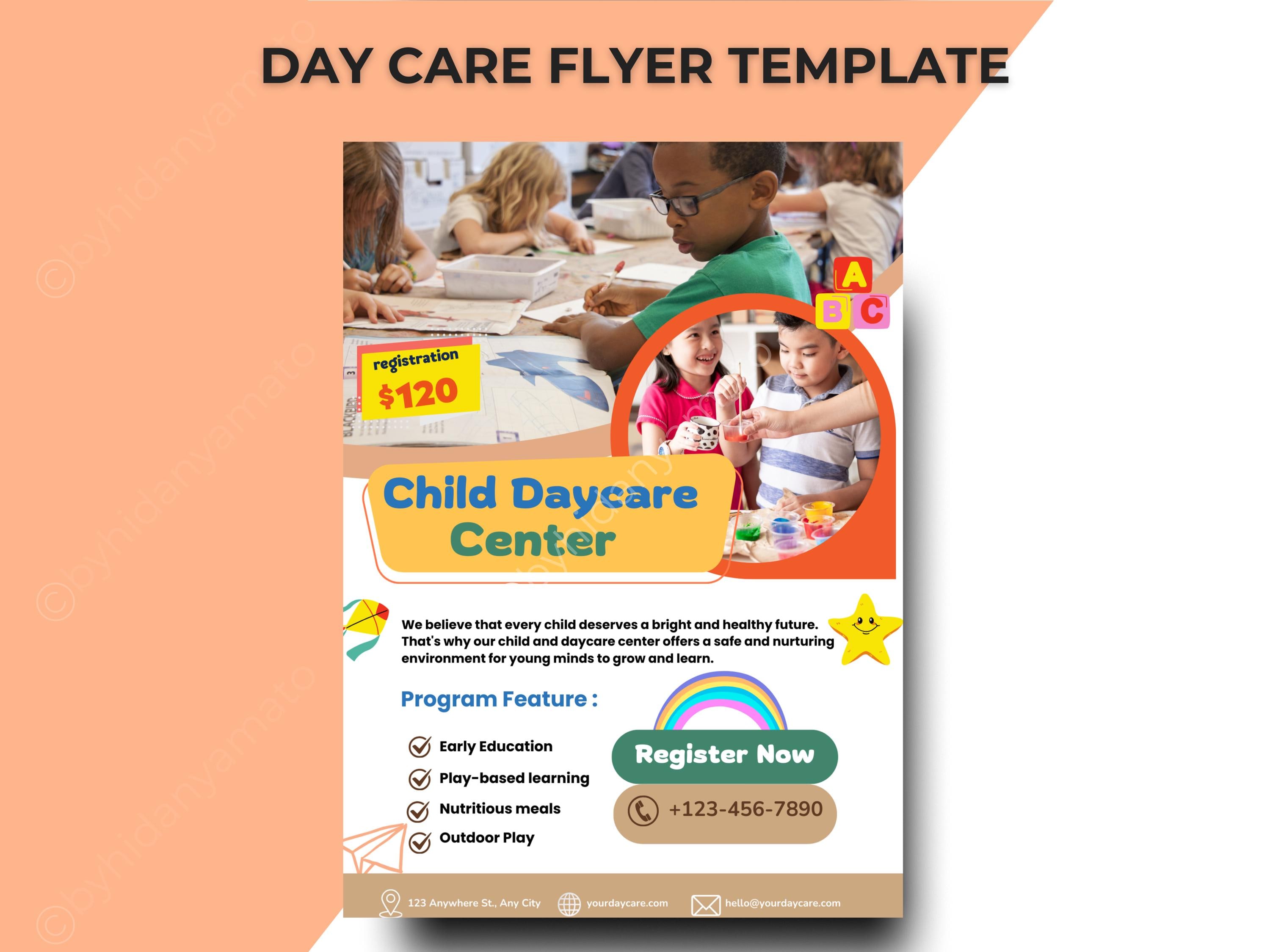 Daycare Flyer Template | Editable Canva Design | Childcare Center Ad ...