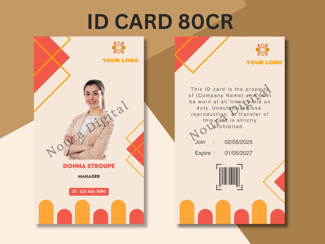 Id Card | CR80 ID Card Template | Printable & Editable ID Badge ...