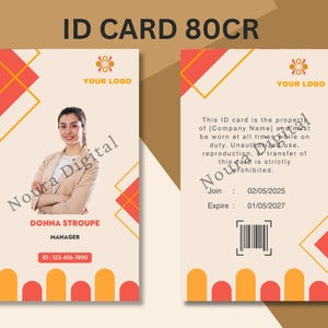 Id Card | CR80 ID Card Template | Printable & Editable ID Badge ...