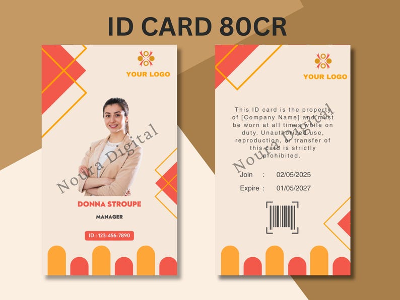 Id Card | CR80 ID Card Template | Printable & Editable ID Badge ...