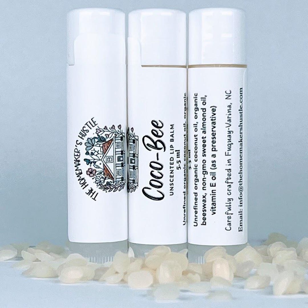 Coco-bee Original Unscented Coconut and Beeswax Lip Balm Handmade - Etsy