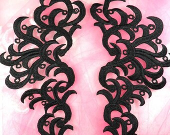 Unique Appliques Mirror Pair Black Flower Bell Paisley Dangles | Etsy