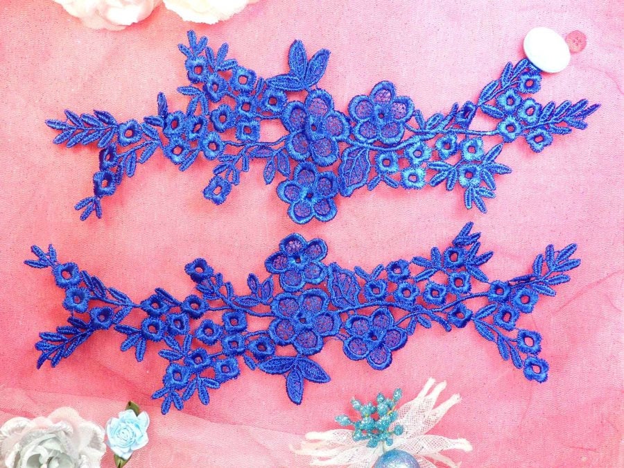 Lace Appliques Blue Floral Vine Embroidered Mirror Pair - Etsy UK