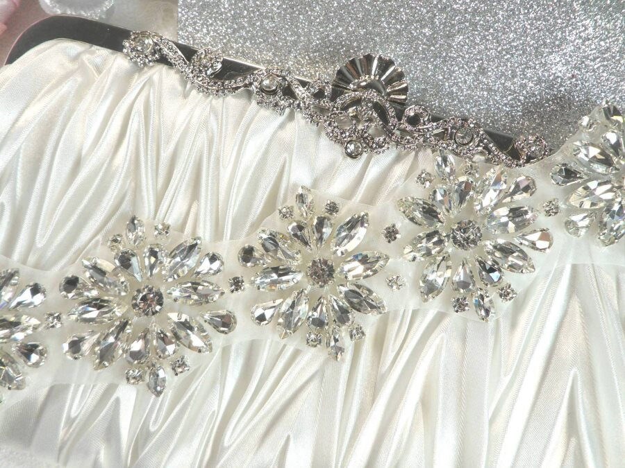 Rhinestone Floral Applique Glass Stone Applique 10.5 | Etsy