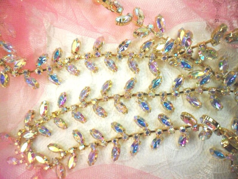 Gold Setting Aurora Borealis Crystal AB Rhinestone Leaf Vine - Etsy