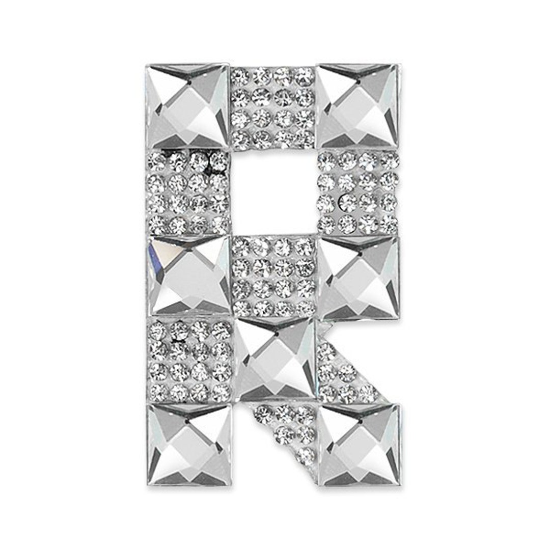 E1327R Rhinestone Letter Applique R Iron on Patch 2.5 Bridal & Clothing ...