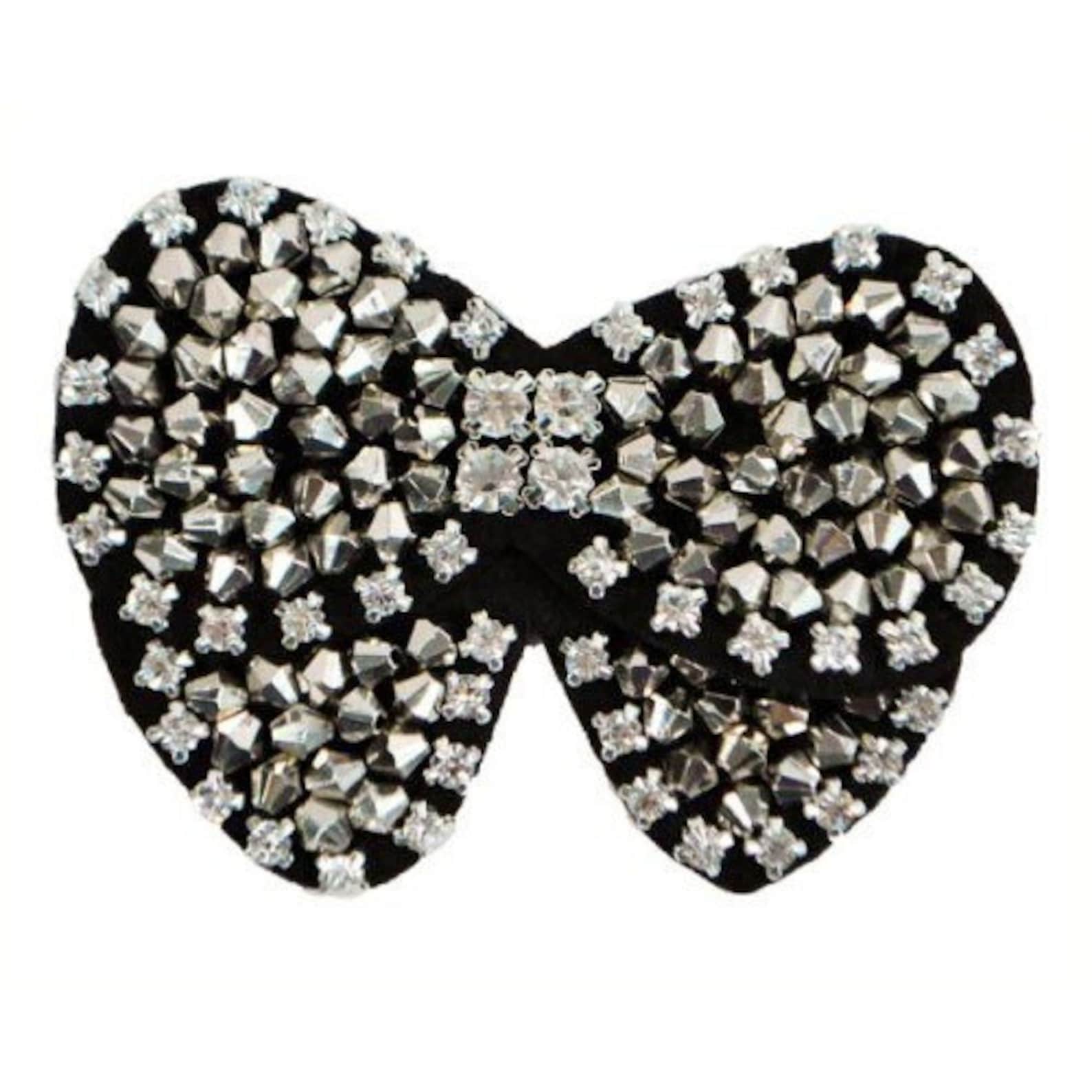 X0002 Black Rhinestone Bow Beaded Applique - Etsy