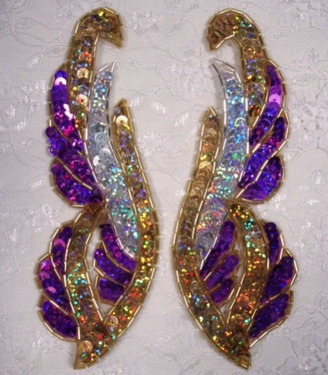 0033 Purple Silver Gold Holographic Sequins Gold Beads Mirror - Etsy Canada