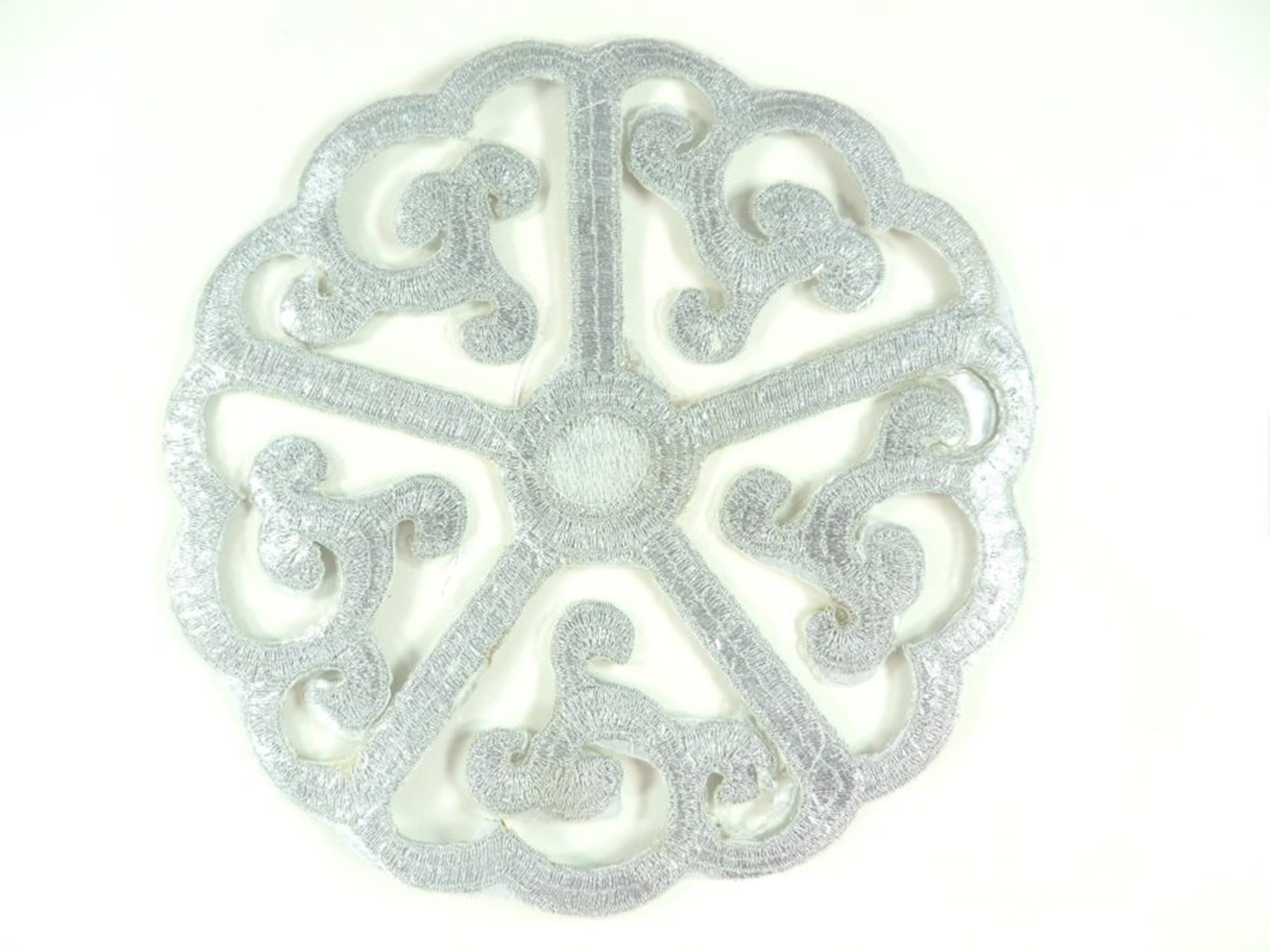 Silver Embroidered Applique Metallic Designer Scroll Motif | Etsy