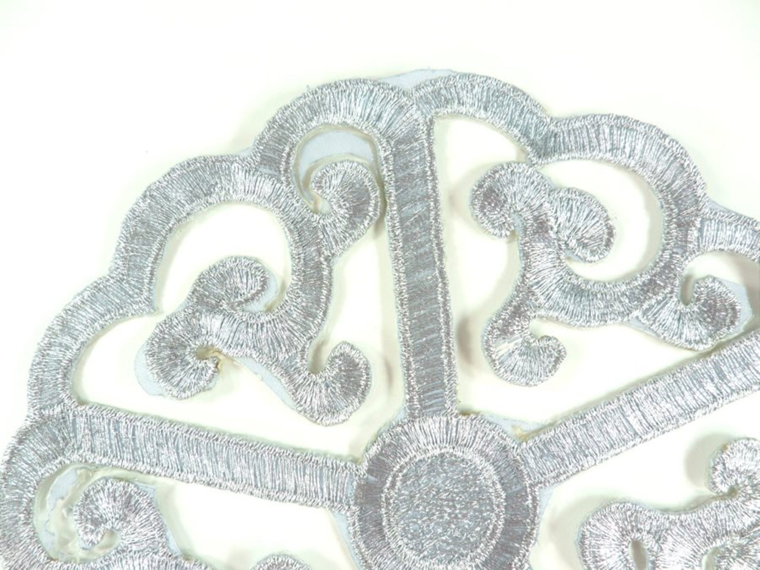 Silver Embroidered Applique Metallic Designer Scroll Motif | Etsy
