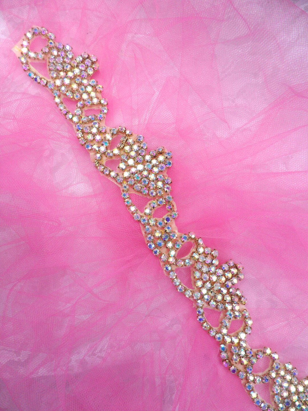 XR243 Gold Backing Rhinestone Crystal Aurora Borealis Trim Elegant ...