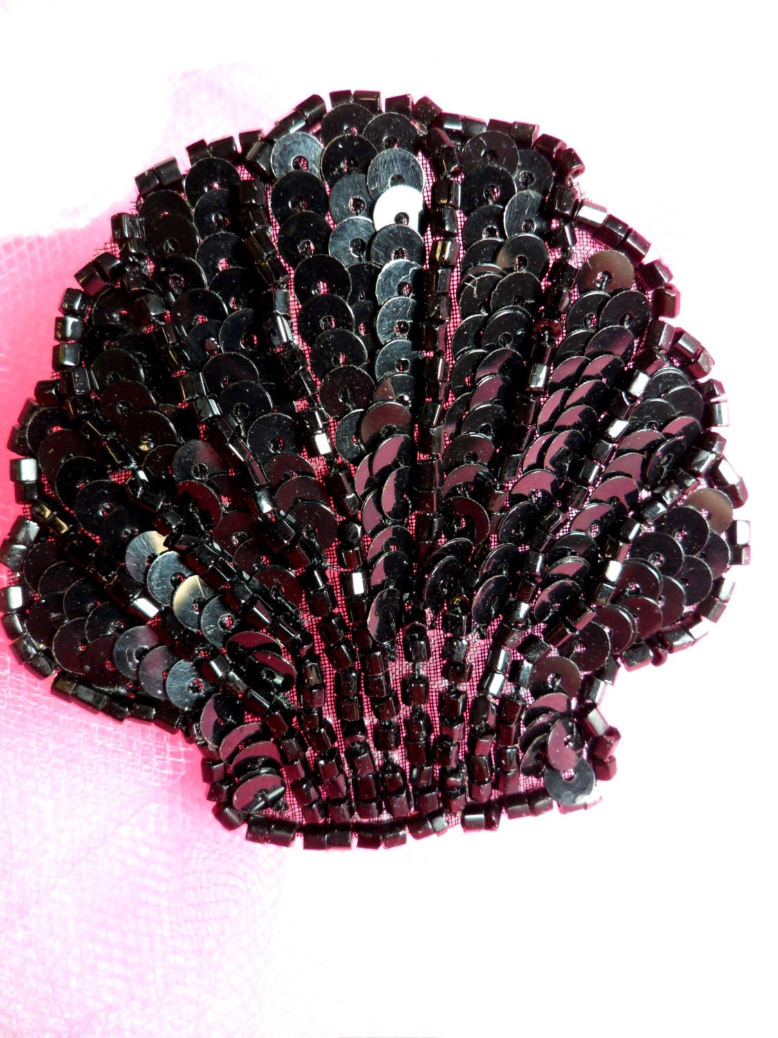 FS604 Seashell Ocean Black Applique Sequin Beaded Nautical | Etsy