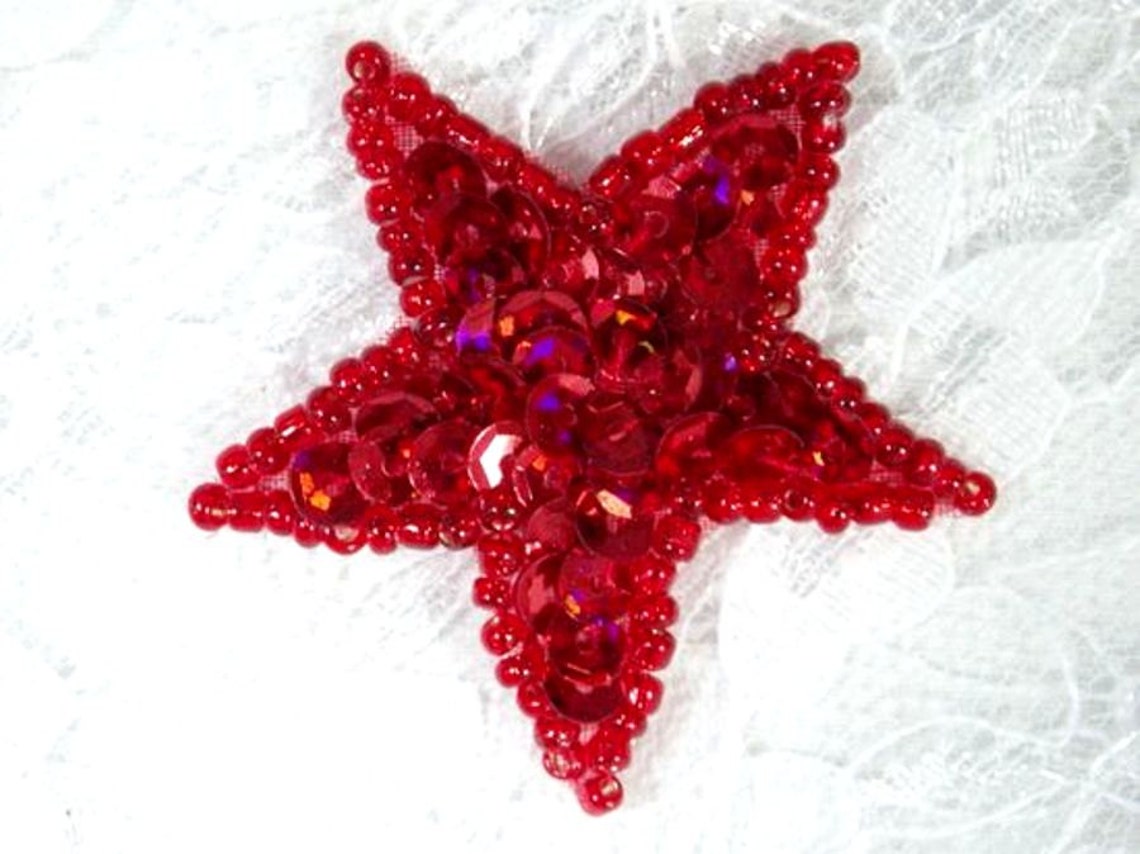 JB71 Red Applique Star Sequin Beaded 1.5 jb71-rd - Etsy