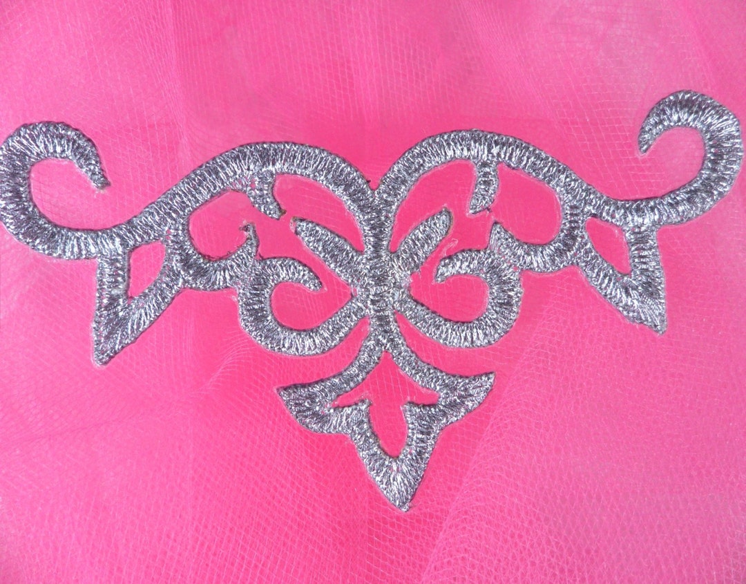 GB138 Silver Metallic Embroidered Applique Iron on Patch 4.25 gb138-sl ...
