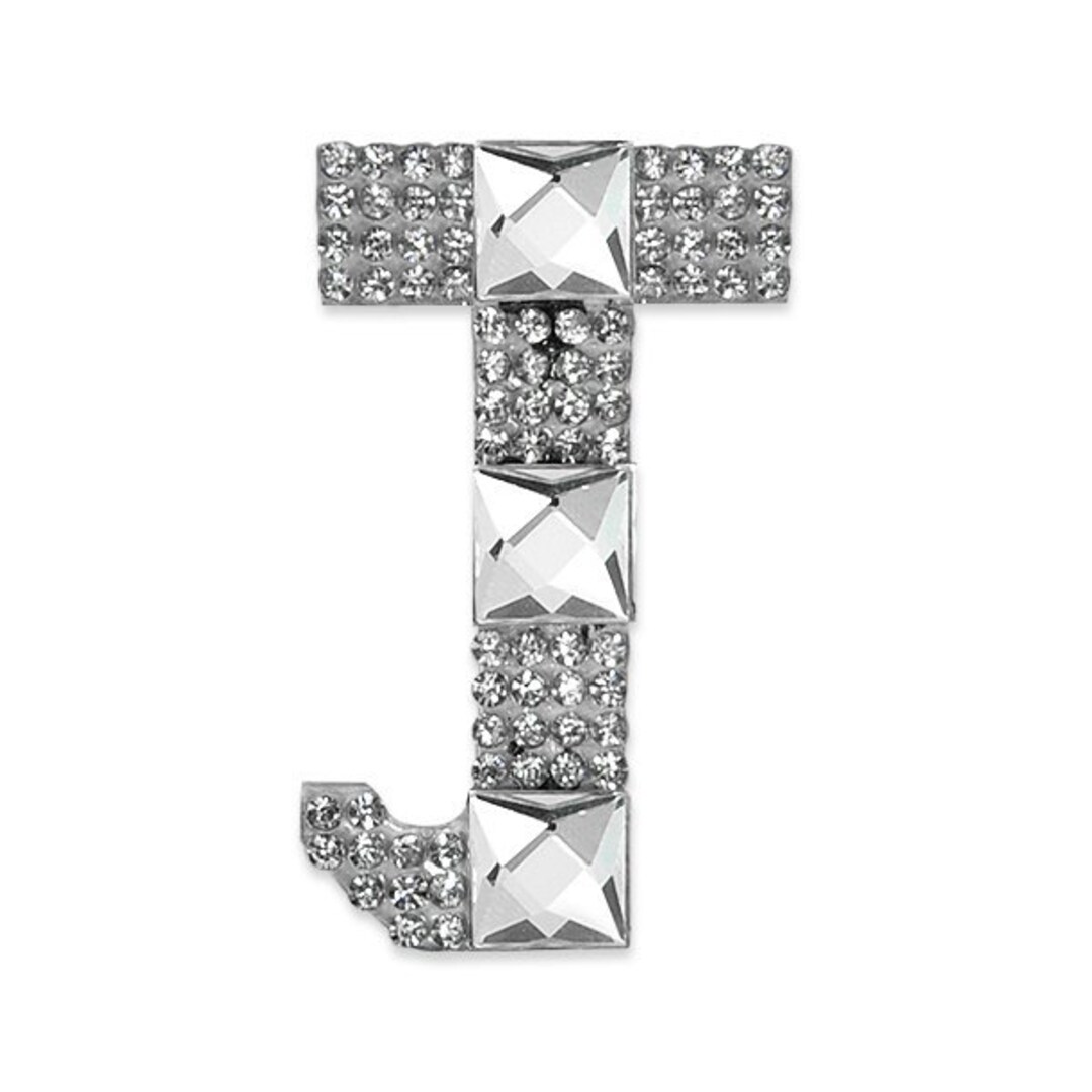 E1327J Rhinestone Letter Applique J Iron on Patch 2.5" Bridal ...