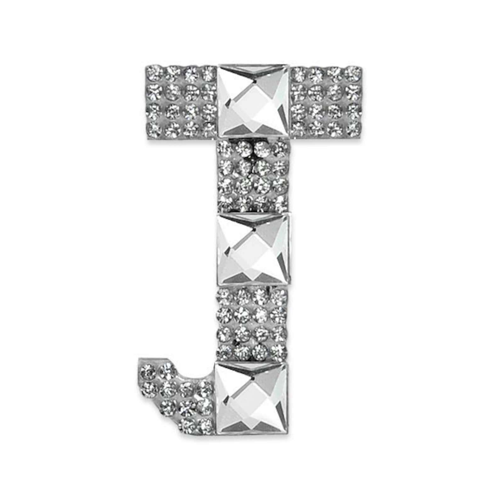 E1327J Rhinestone Letter Applique J Iron on Patch 2.5" Bridal ...