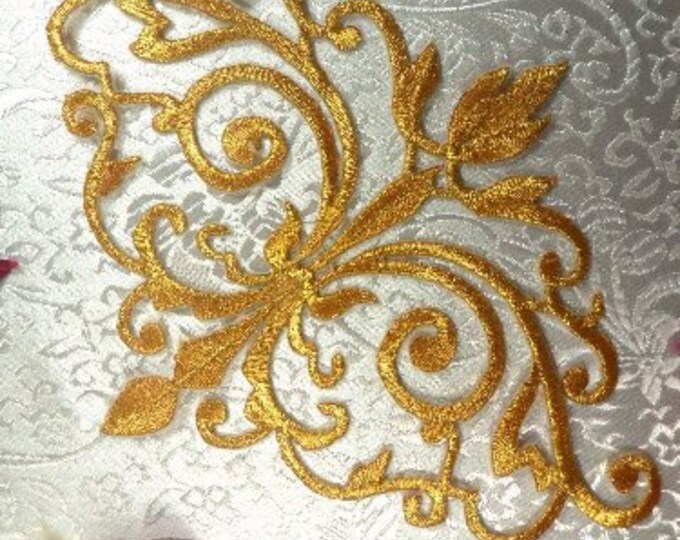 GB56 Embroidered Applique Gold Metallic Iron on Designer Patch - Etsy