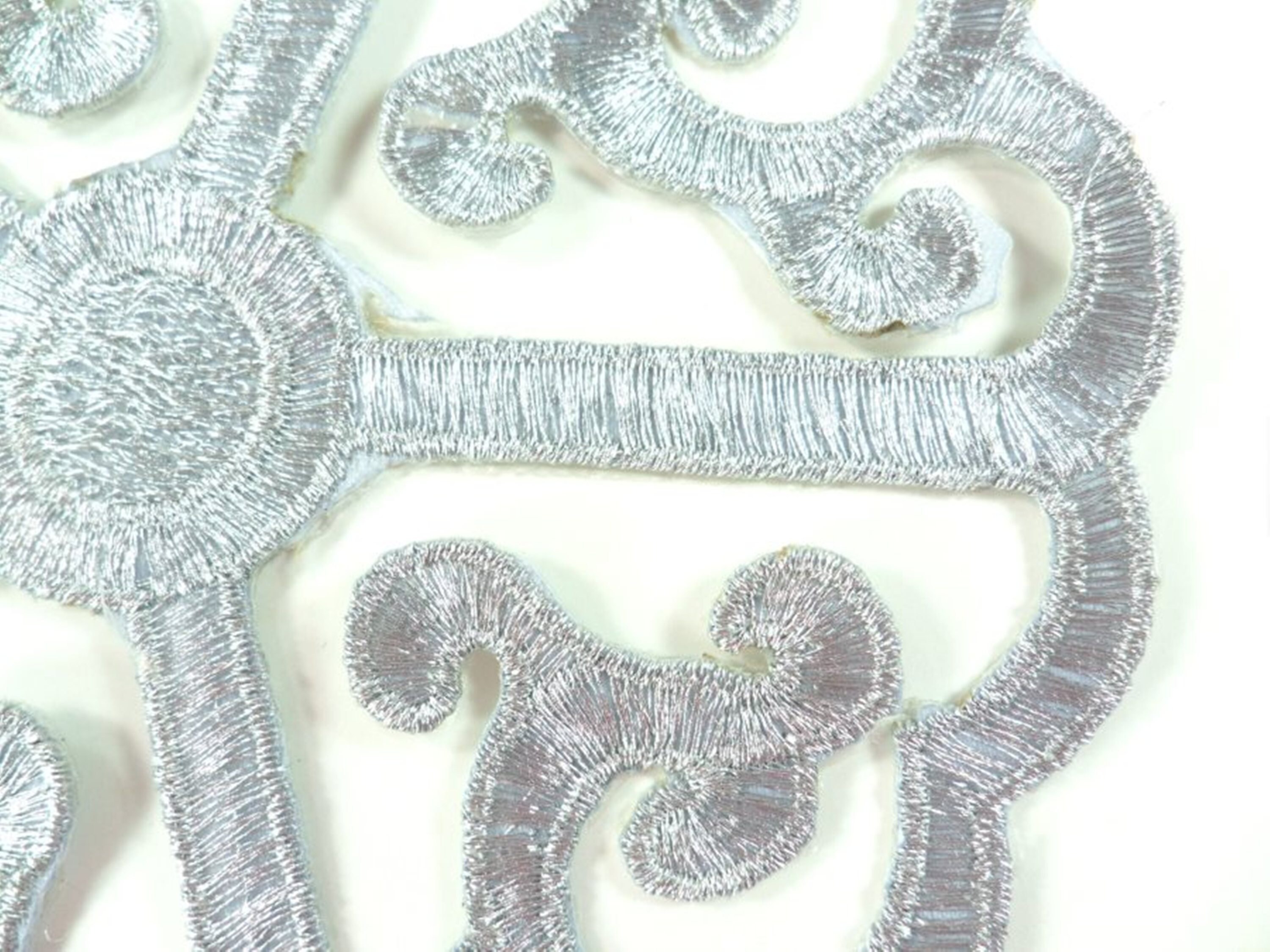 Silver Embroidered Applique Metallic Designer Scroll Motif | Etsy