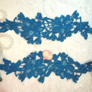 Embroidered Lace Appliques Turquoise Blue Floral Venice Lace Mirror ...