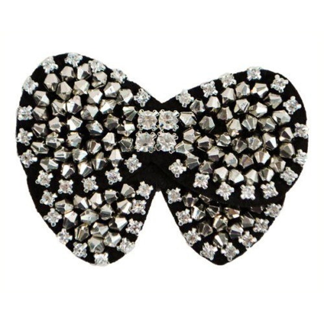 Black Rhinestone Bow Beaded Applique (X0002) - Etsy