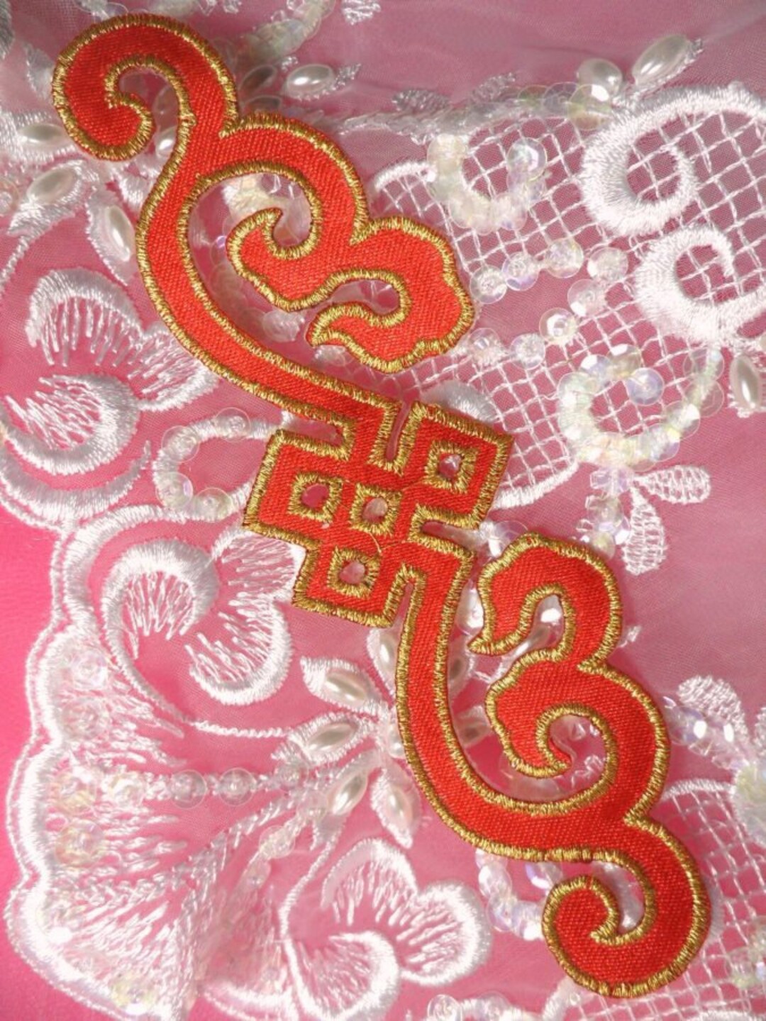 GB155 Red Gold Metallic Applique Iron on Patch 6.25" (gb155-rdgl) - Etsy