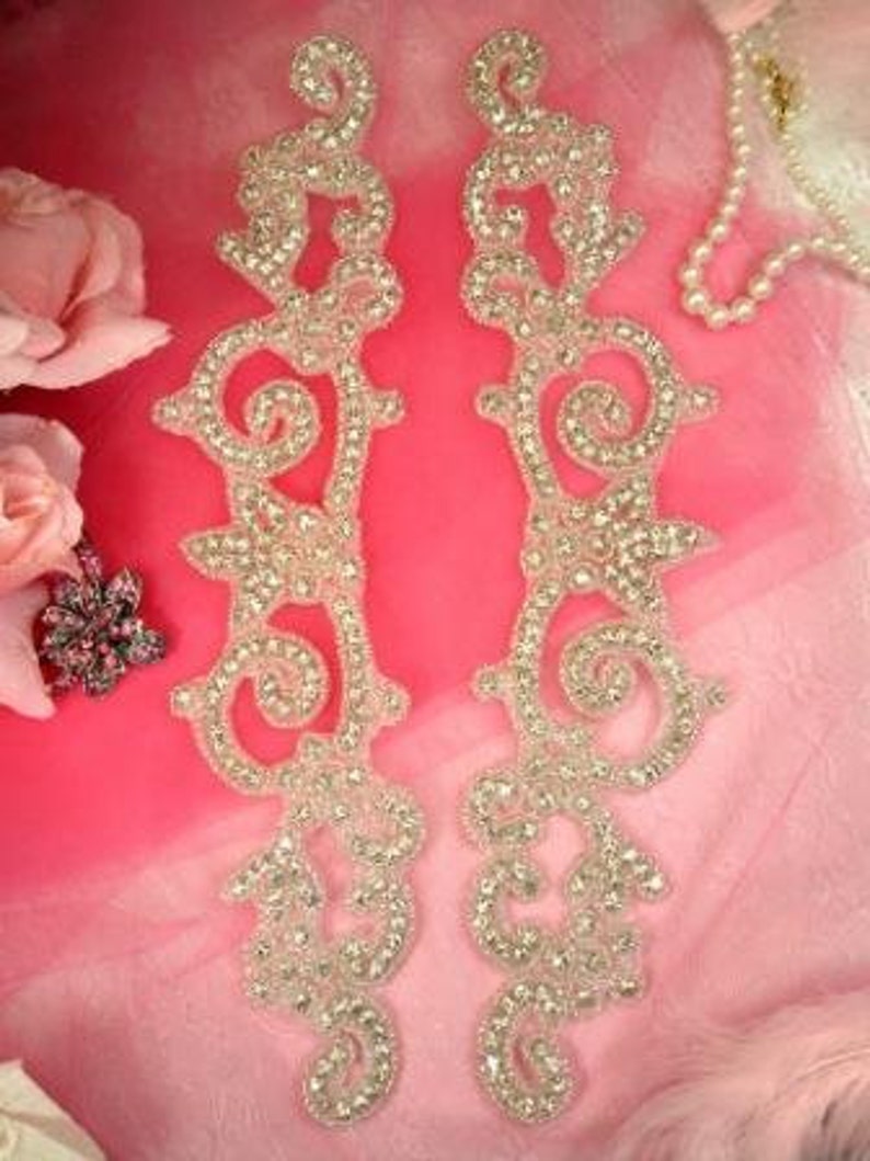 XR50 Silver Beaded Crystal Clear Mirror Pair Rhinestone - Etsy