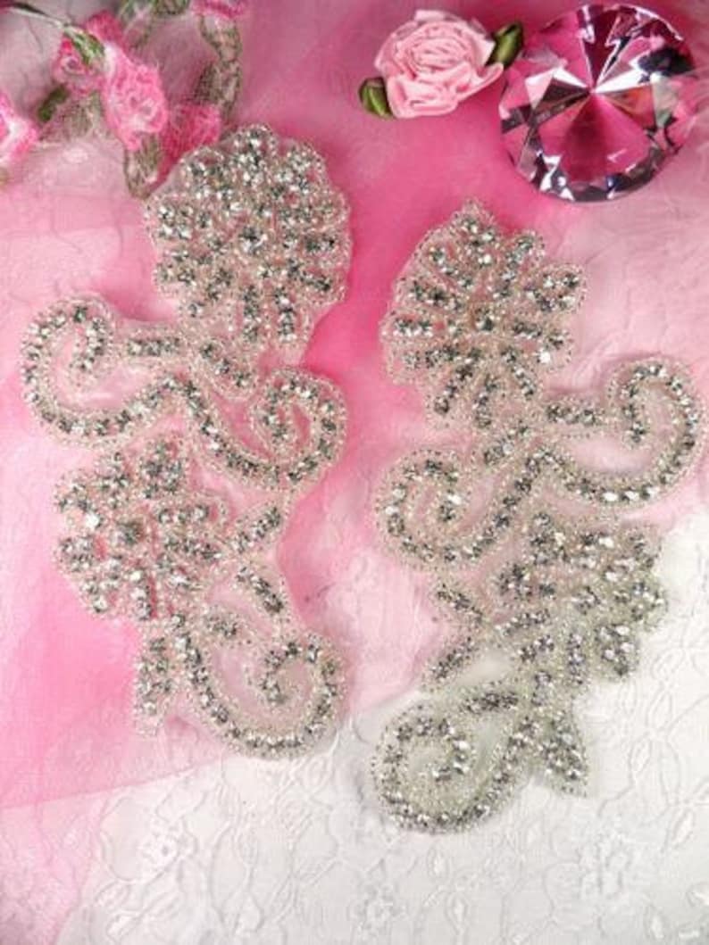 JB8 Crystal Clear Silver Beaded Mirror Pair Rhinestone - Etsy