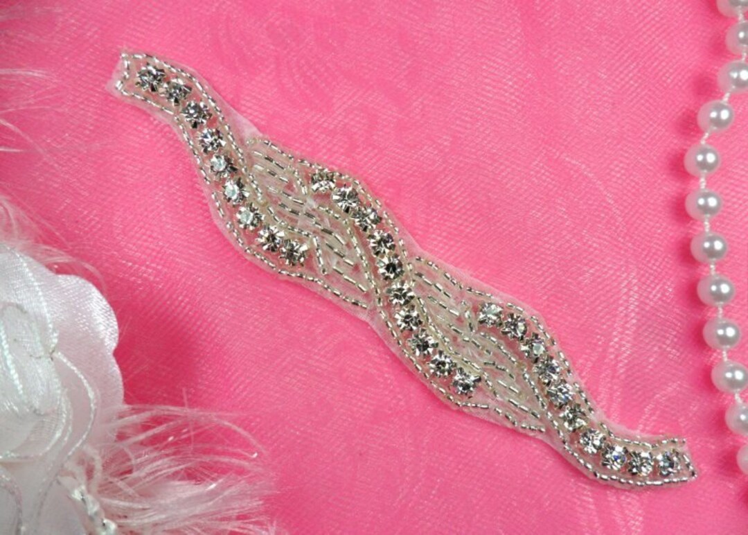Braided Applique Silver Beaded Crystal Rhinestone 5" (jb263-slcr) - Etsy