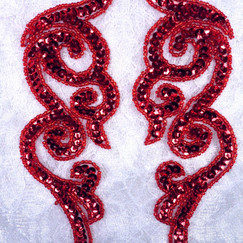 Red Scroll Patch - Etsy