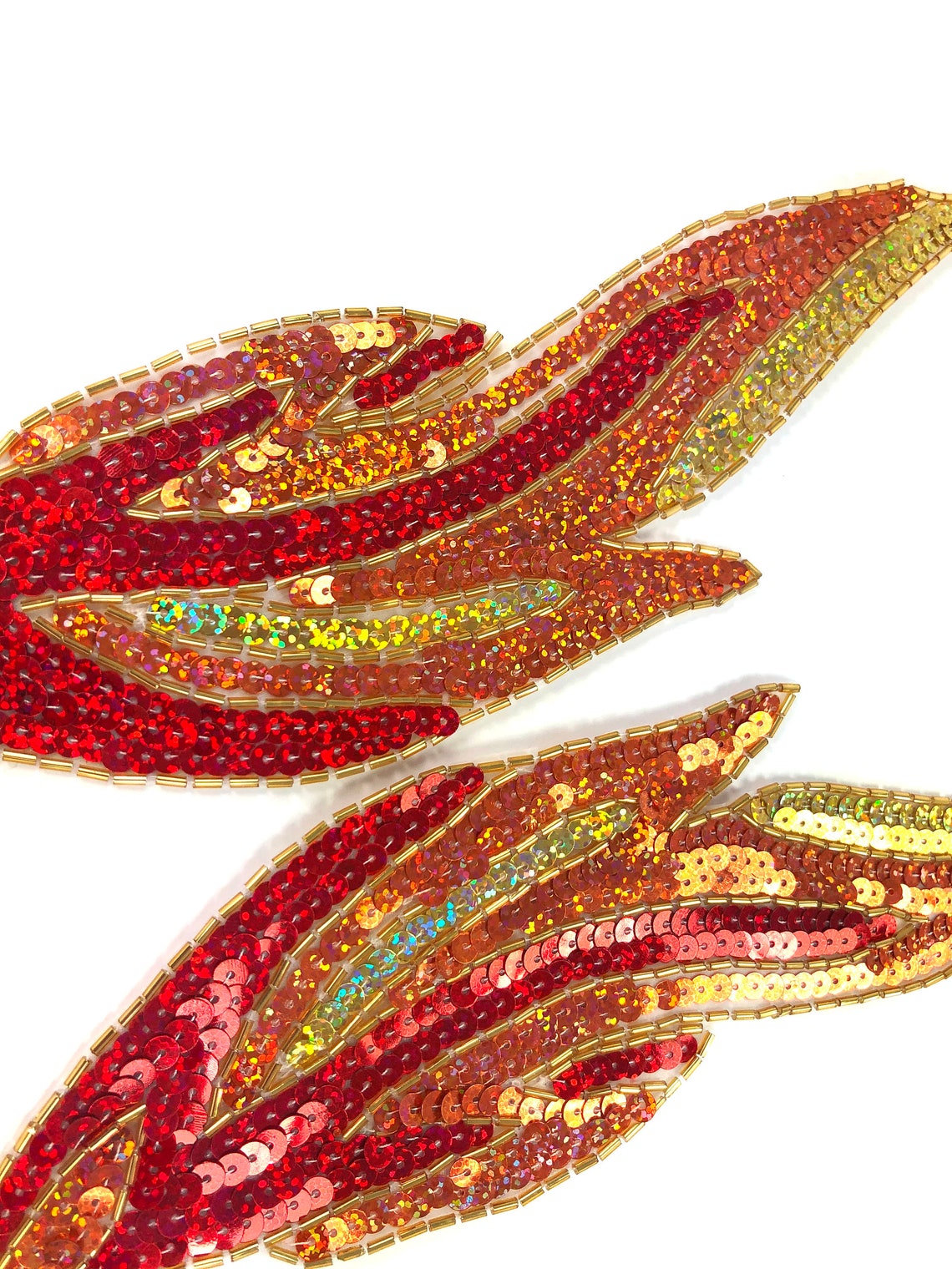 Flames of Fire Appliques Mirror Pair Beaded Sequin Sewing Patch Dance ...
