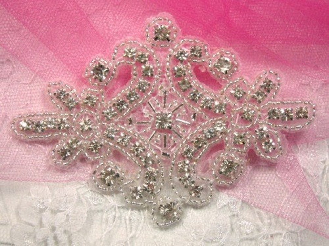 Alexis Glory Crystal Glass Rhinestone / Silver Beaded Applique (XR5) - Etsy