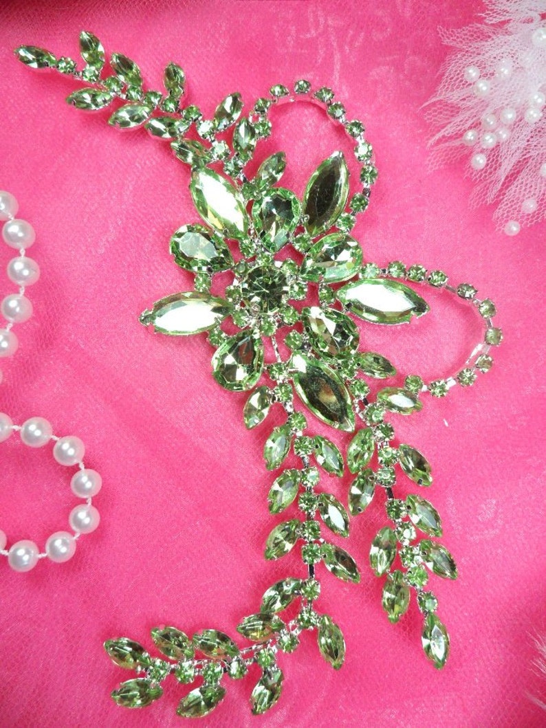 XR127 Crystal Rhinestone Light Green Applique Embellishment | Etsy