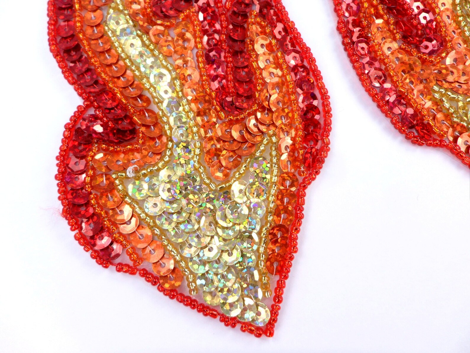 Flame Appliques HOLOGRAPHIC Red Orange Fire Sequin Beaded - Etsy