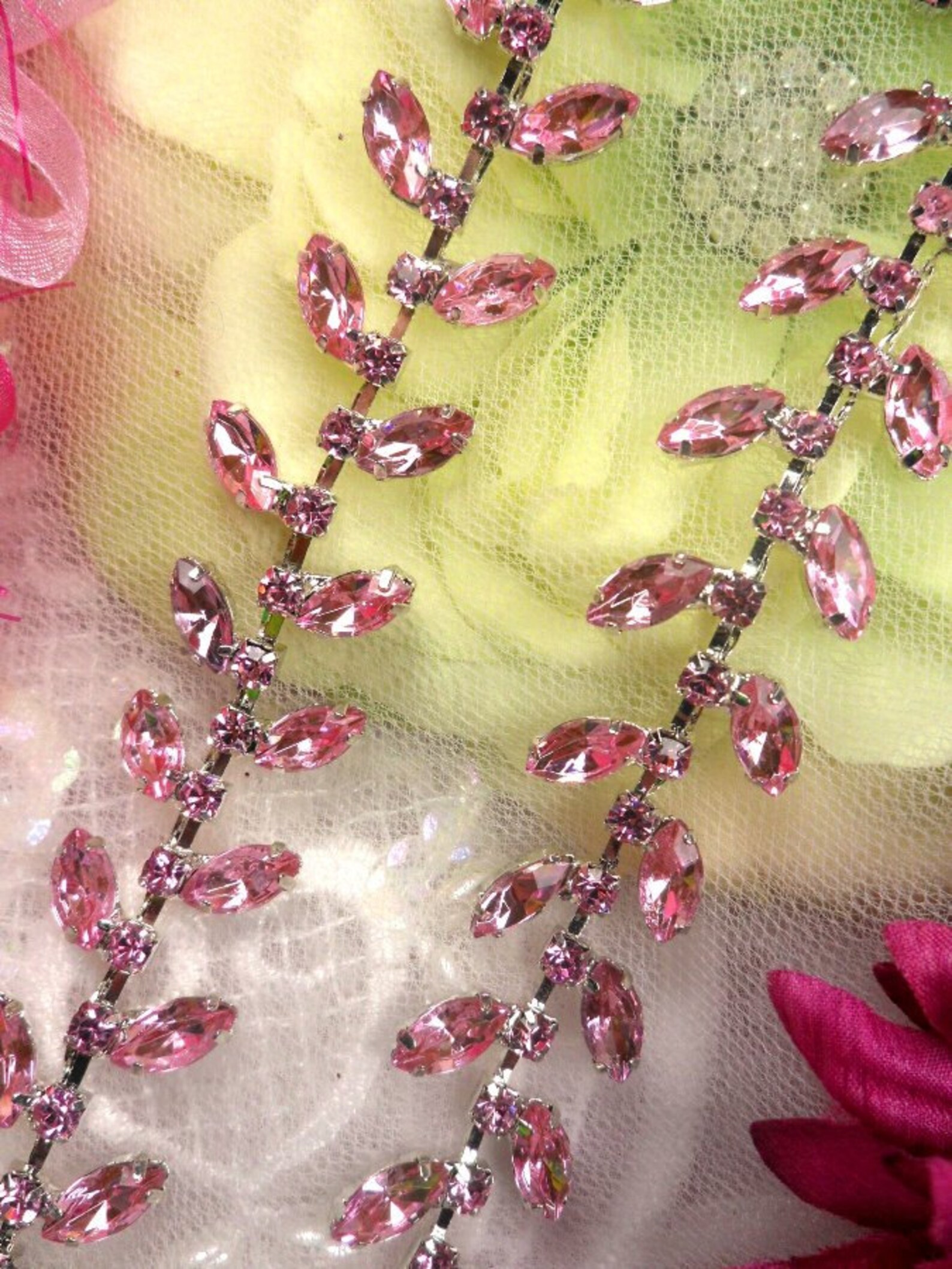 XR115 Pink Crystal Rhinestone Leaf Vine Trim Cake Decorating - Etsy