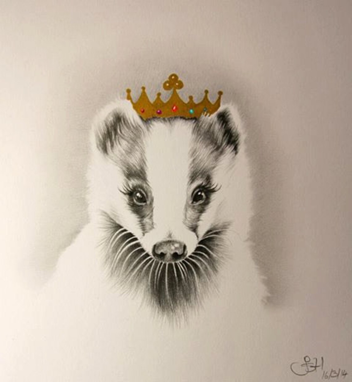 Badger Queen Limited Edition Pencil Drawing Nursery | Etsy