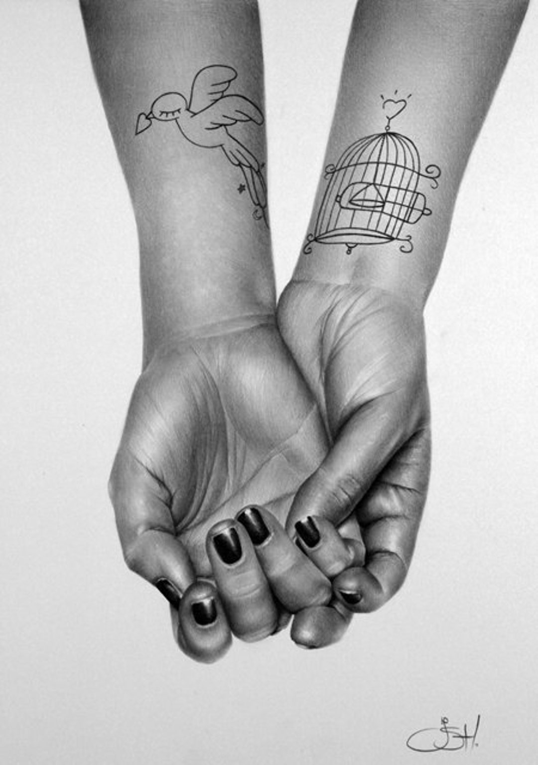 Pencil Drawing Hands Archival Fine Art Signed Print - Etsy