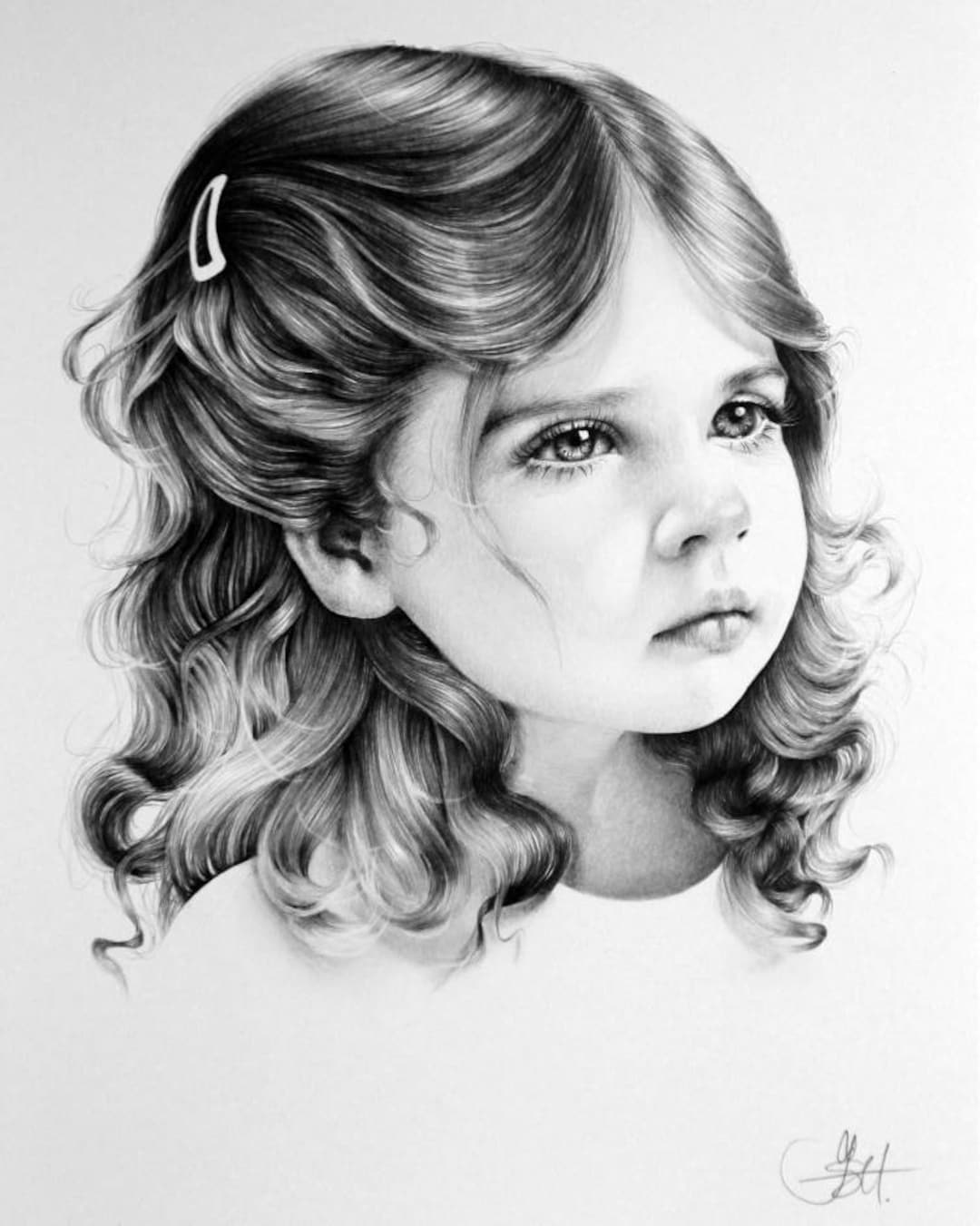Child Custom Portrait Fine Art Drawing Commission by Ileana Hunter - Etsy