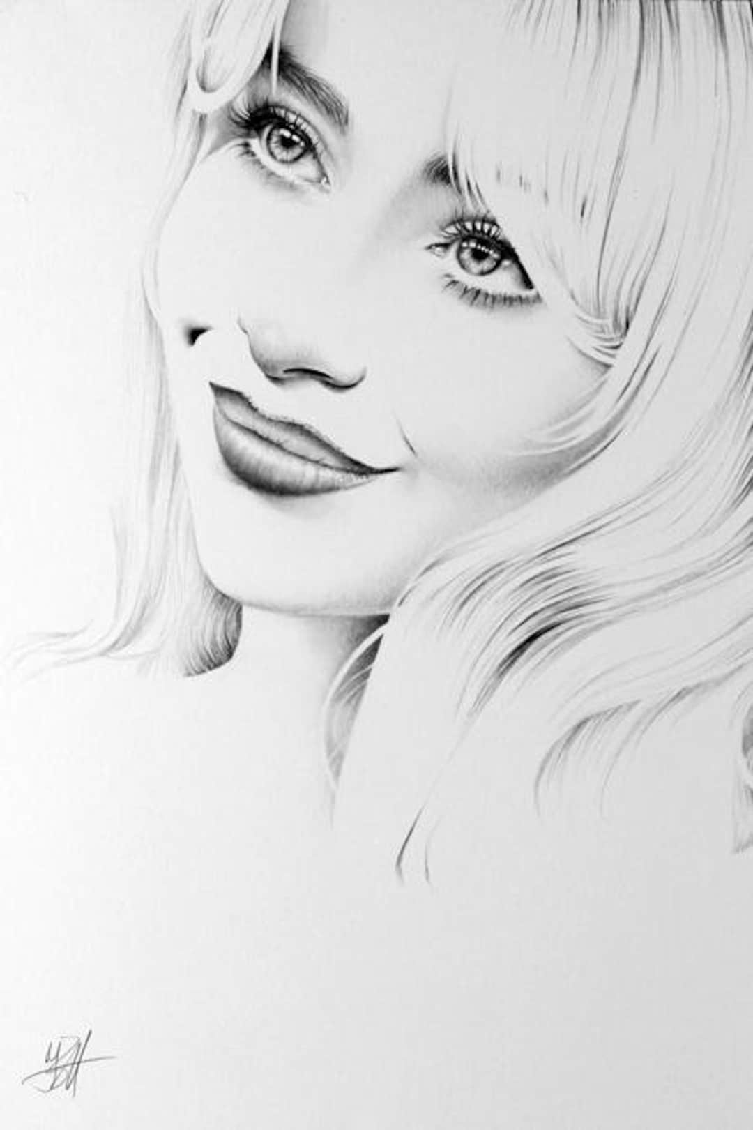 Sabrina Carpenter Minimalism Pencil Drawing Fine Art Portrait Signed ...