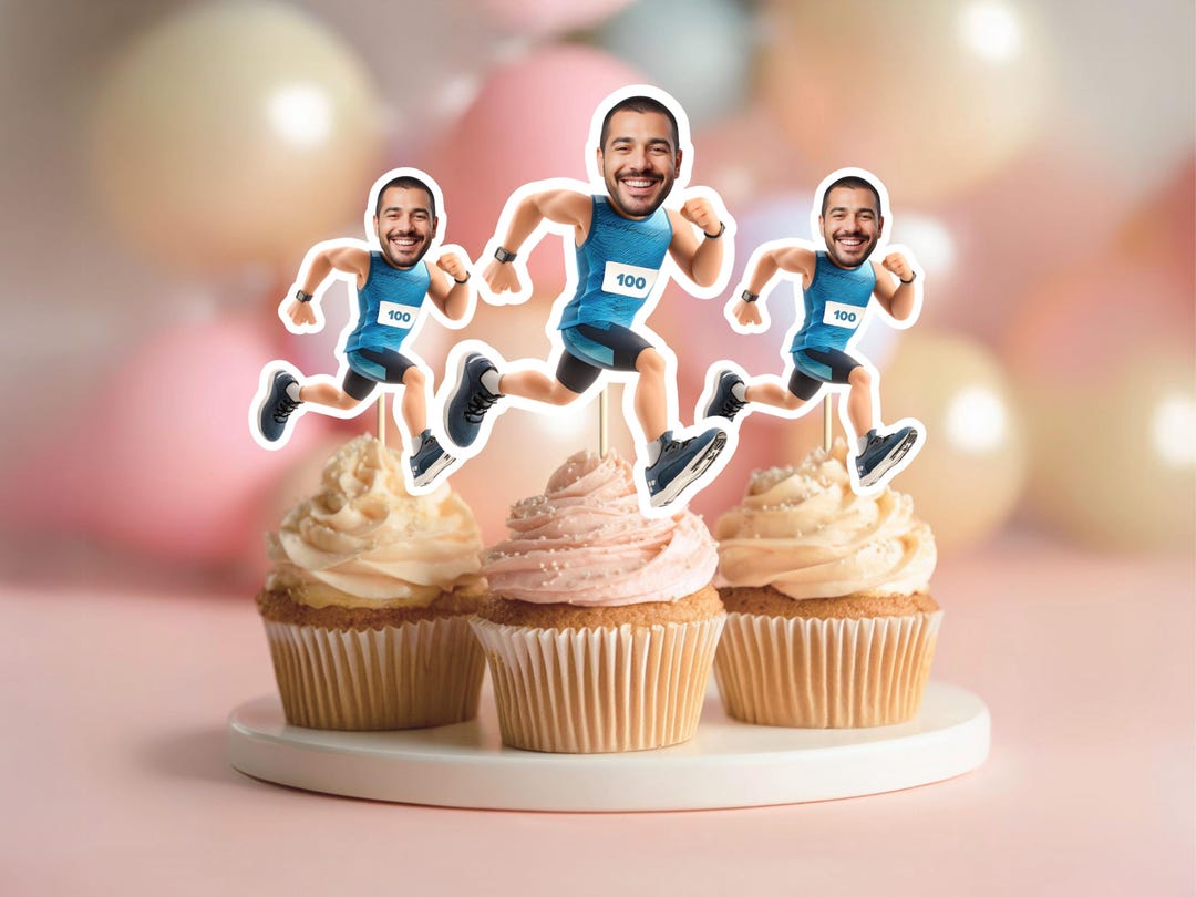 Running Man Sports Cupcake Topper Custom Marathon Runner cake Toppers ...