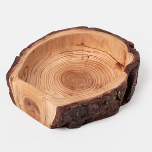 Nature Nest Handcrafted Wooden Bowl With Preserved Bark Rustic Decor ...