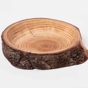 Nature Nest Handcrafted Wooden Bowl With Preserved Bark Rustic Decor ...