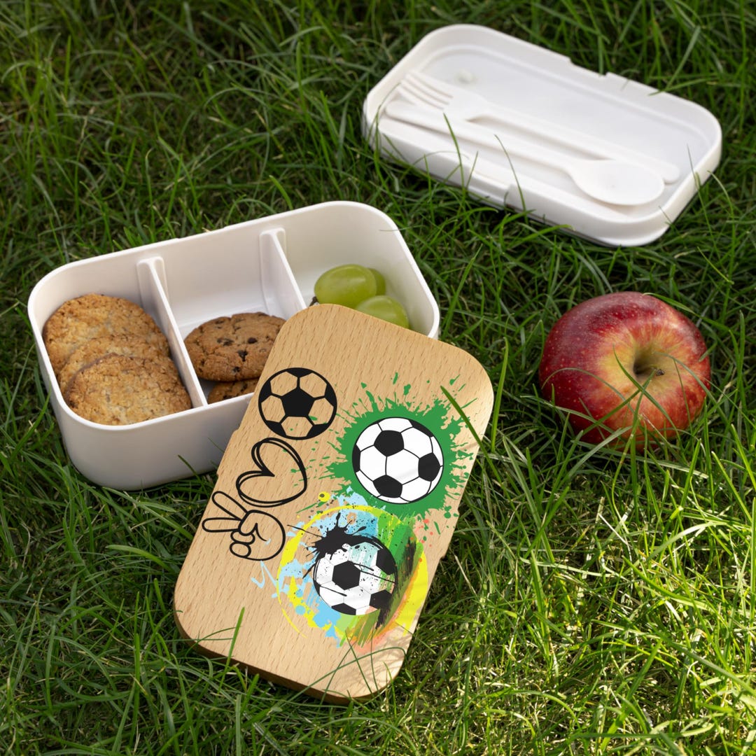 Soccer Themed Bento Lunch Box for Kids, Reusable Snack Container, Lunch ...