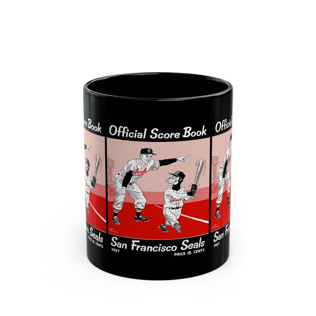 1957 Vintage San Francisco Seals Baseball Scorebook Cover Black Mug 11 ...