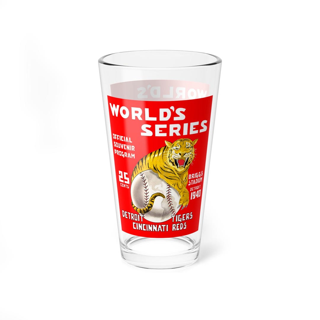 Mixing Glass, 16oz Vintage 1940 Baseball World Series Detroit Tigers ...