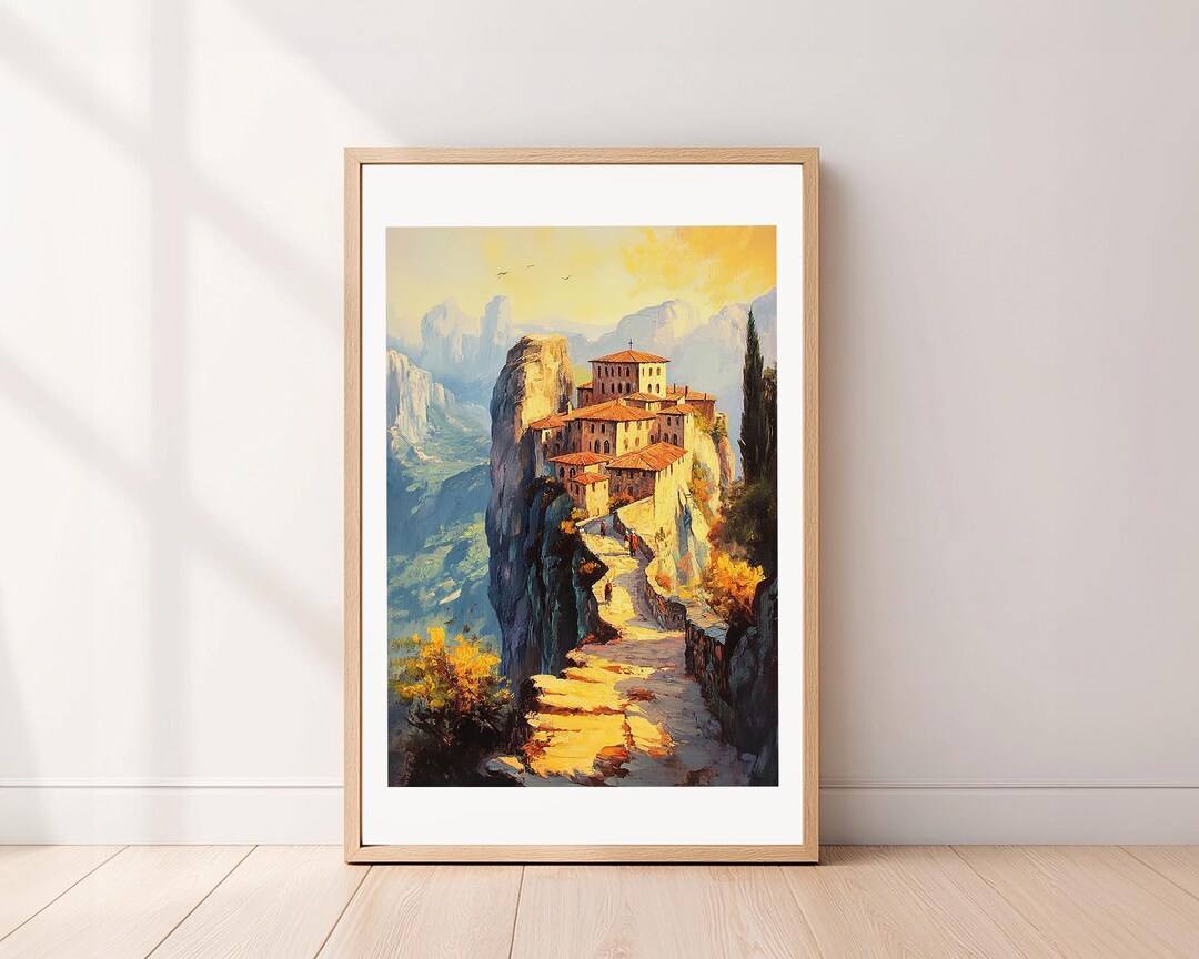 Meteora Monasteries Painting, Digital Download, Greek Landscape ...