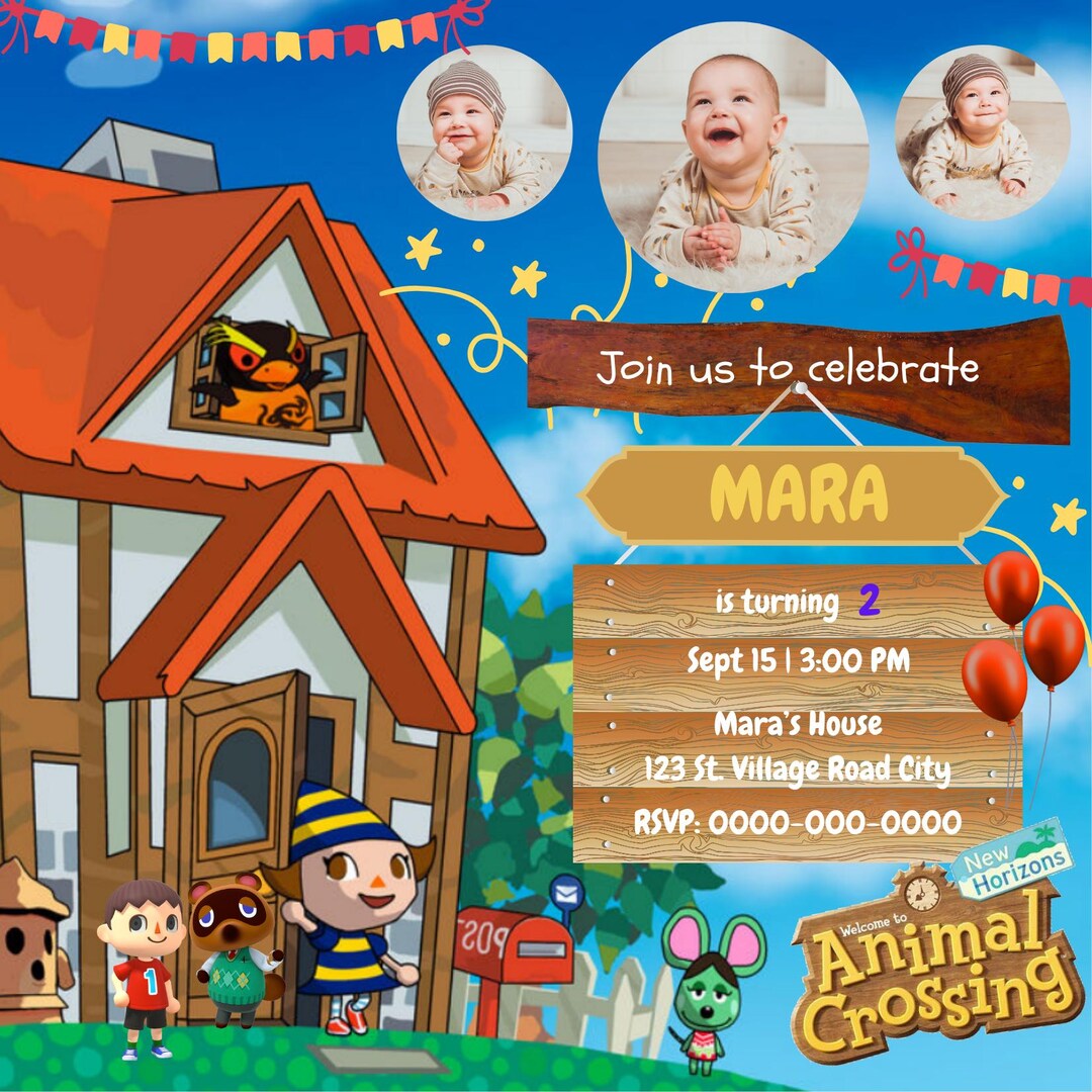 Animal Crossing Birthday Invitation - Etsy