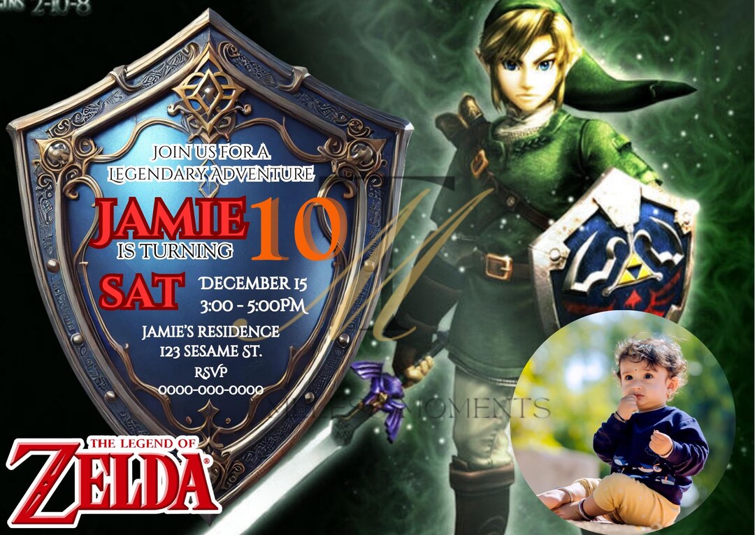 Legend of Zelda Birthday Invitation Template - Digital Download - Etsy